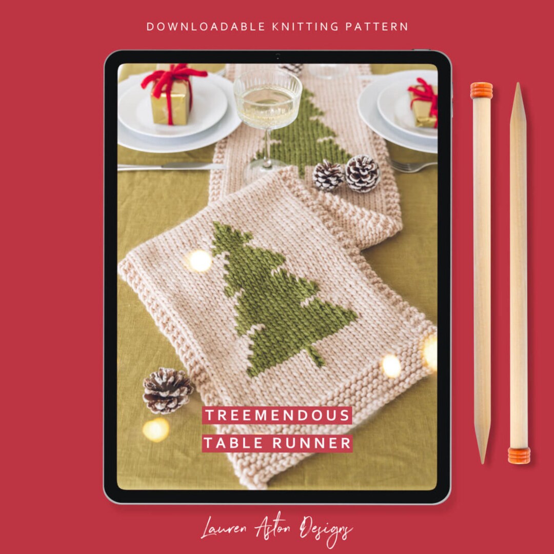 Knitting Pattern - Treemendous Table Runner | Christmas Table Runner ...