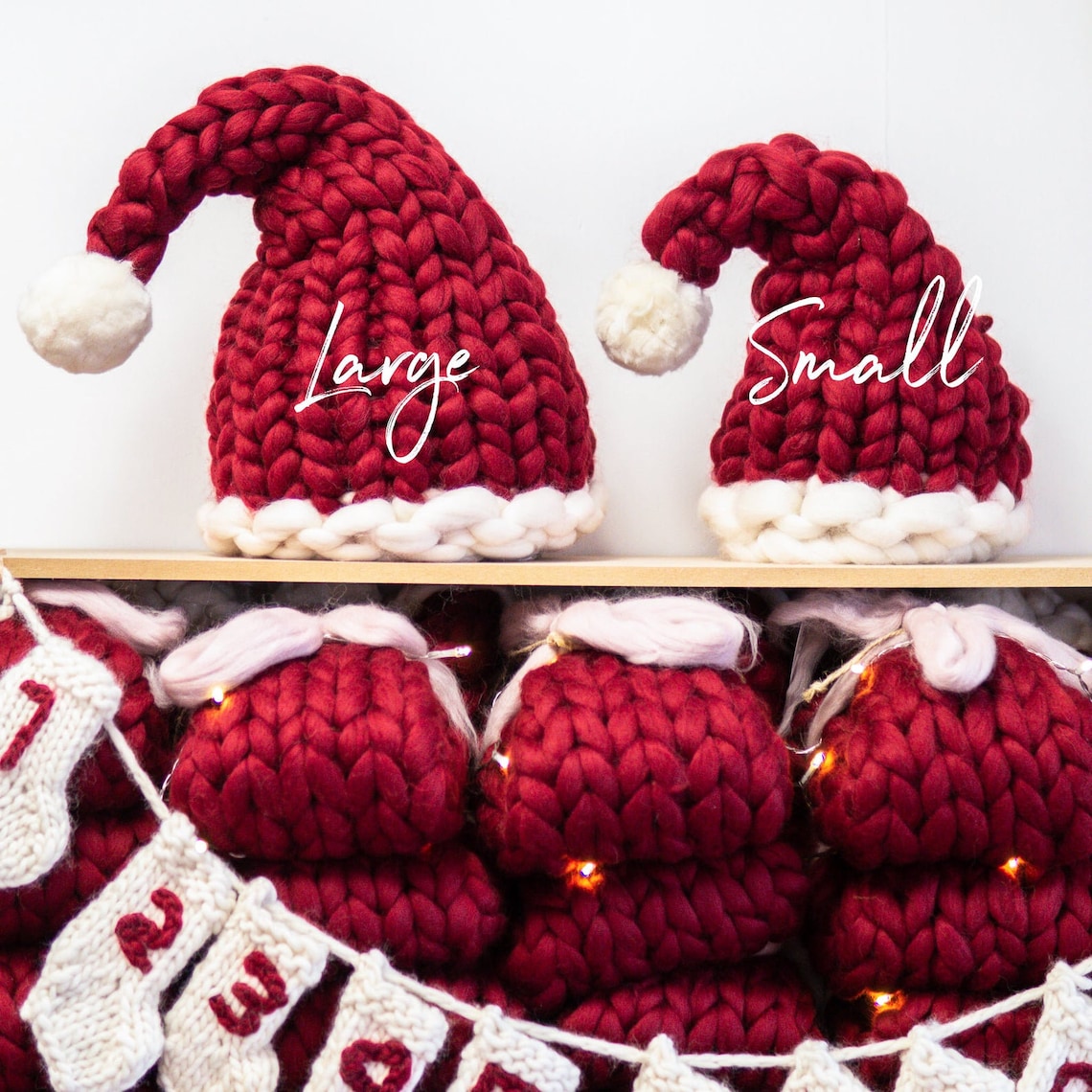Knitted Santa Hat Hand Knitted Chunky Christmas Hat Unique - Etsy