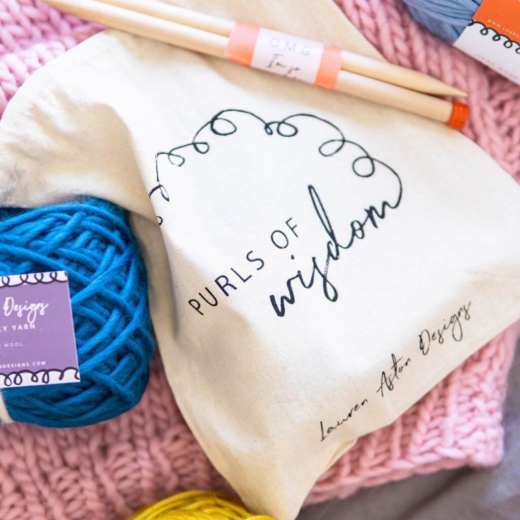 LAD Knitting Bag Purls of Wisdom Small Ethical Storage Bag | Etsy