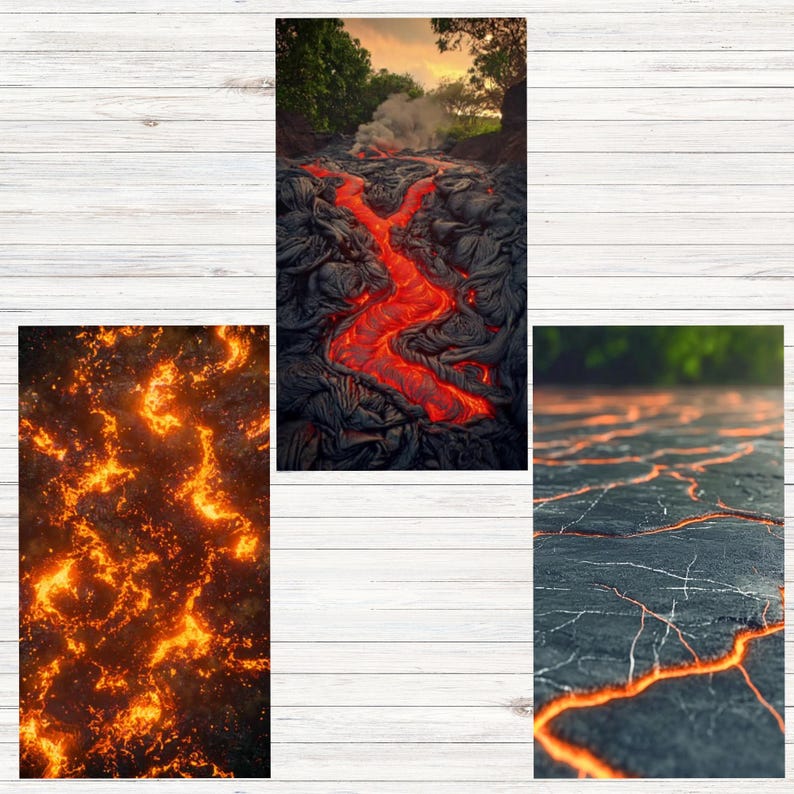 Lava Phone Backgrounds Volcanic Eruption Digital Wallpaper Fiery Lava ...