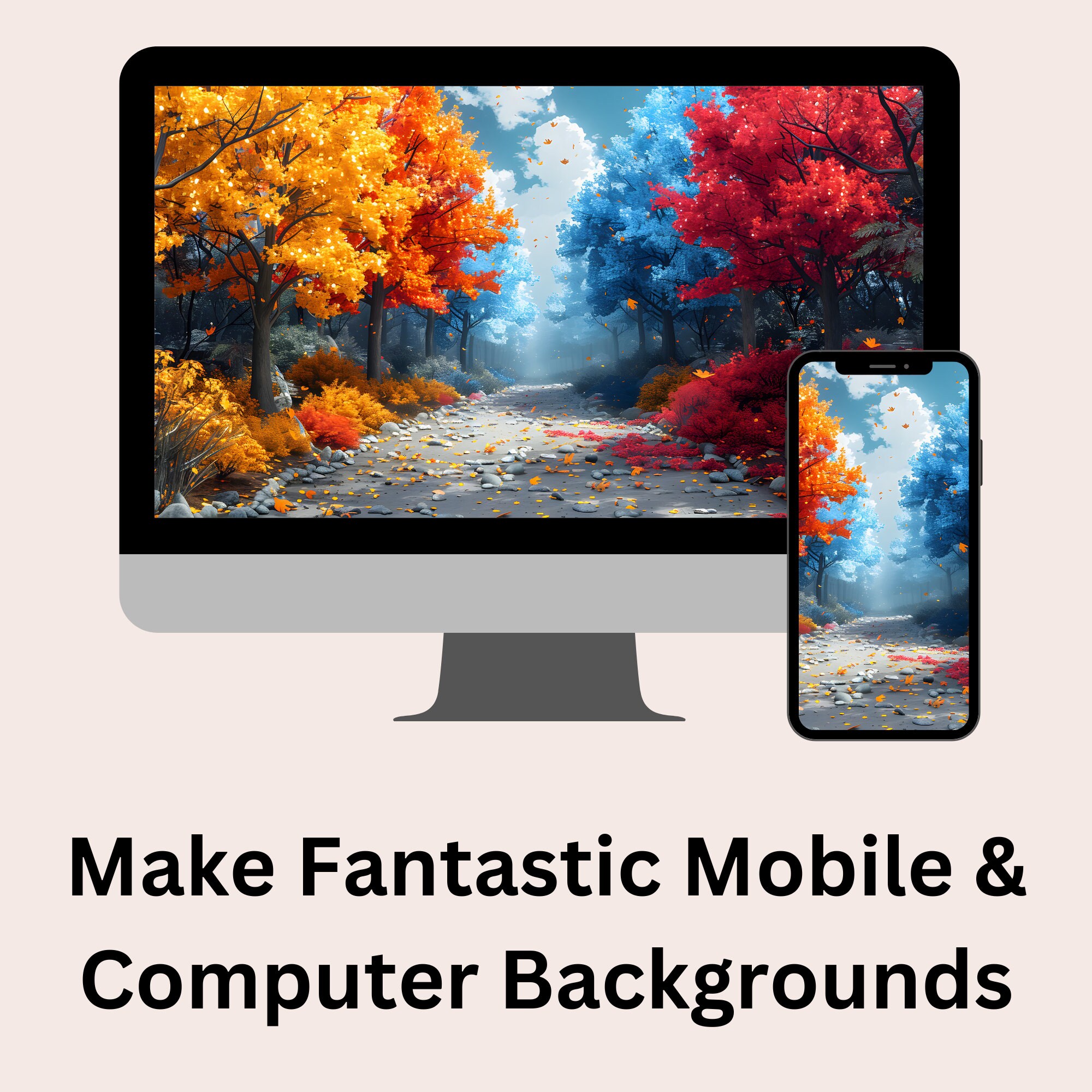 Complete Bundle: Seasonal Digital Backgrounds Lush Spring & Warm Autumn ...