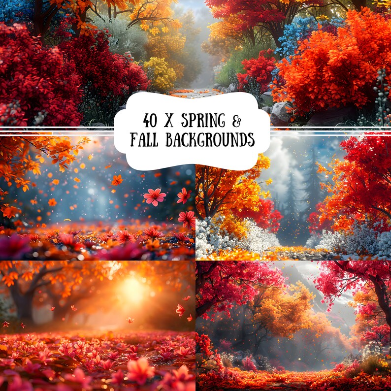 Stunning Seasonal Digital Backgrounds Bundle: Vibrant Spring Blossoms ...