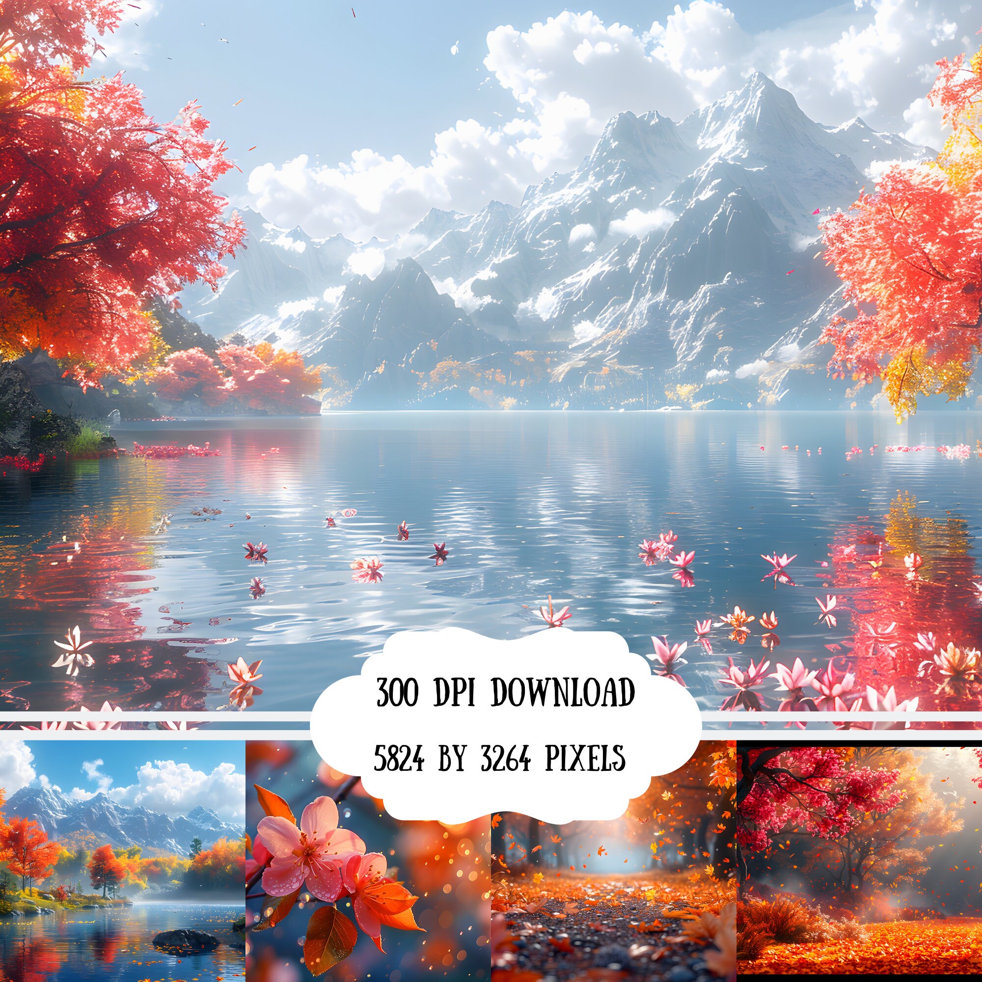 Stunning Seasonal Digital Backgrounds Bundle: Vibrant Spring Blossoms ...