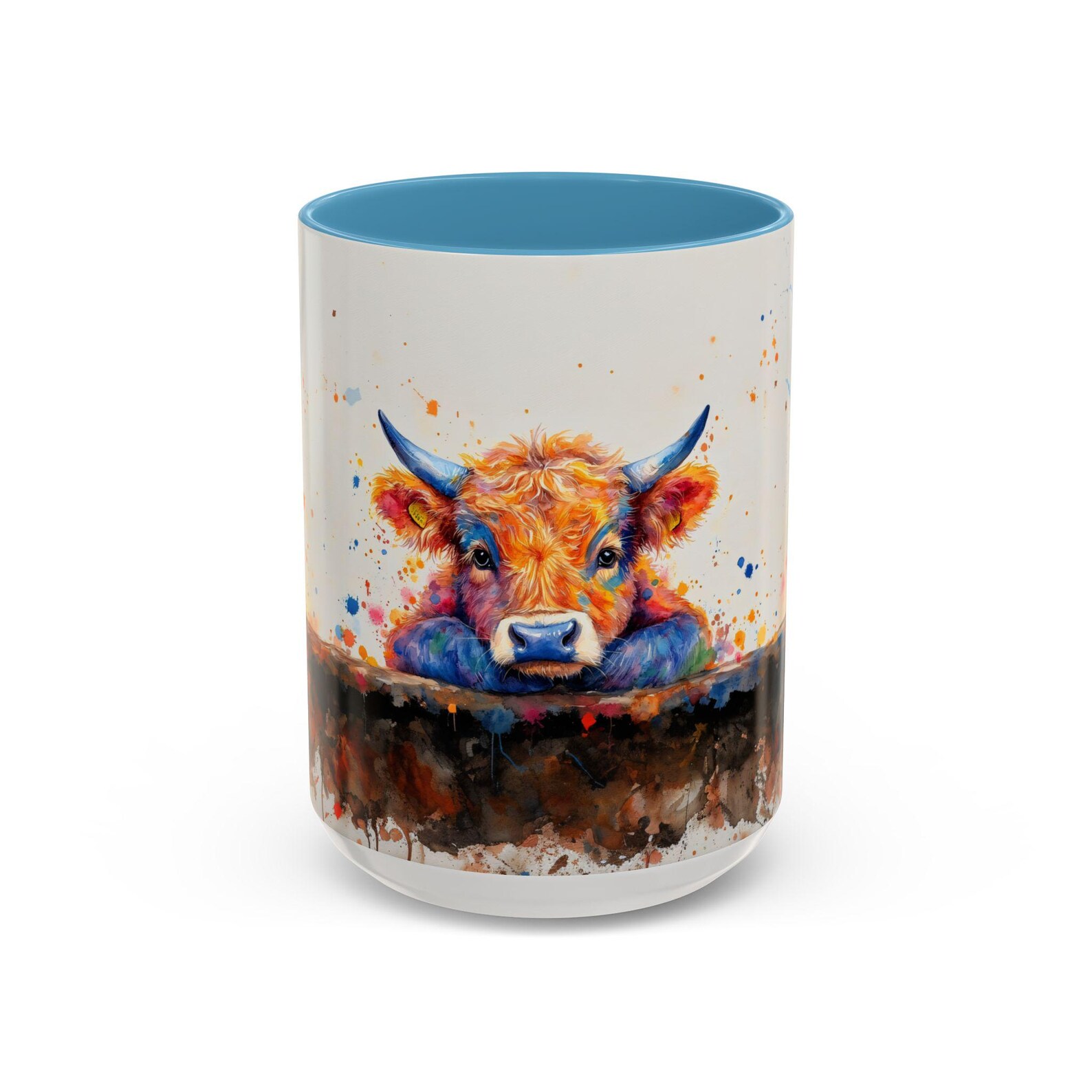 Highland Cow Mug | Colorful Cow Art Cup | Farm Animal Coffee Mug | Cute ...