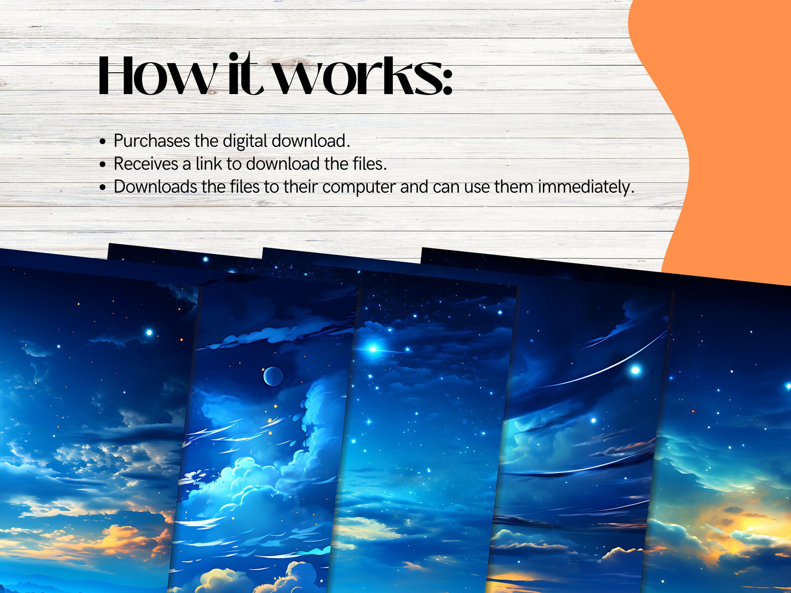 Stellar Splendor: 120+ Night Sky Backgrounds - Etsy Listing With Free ...