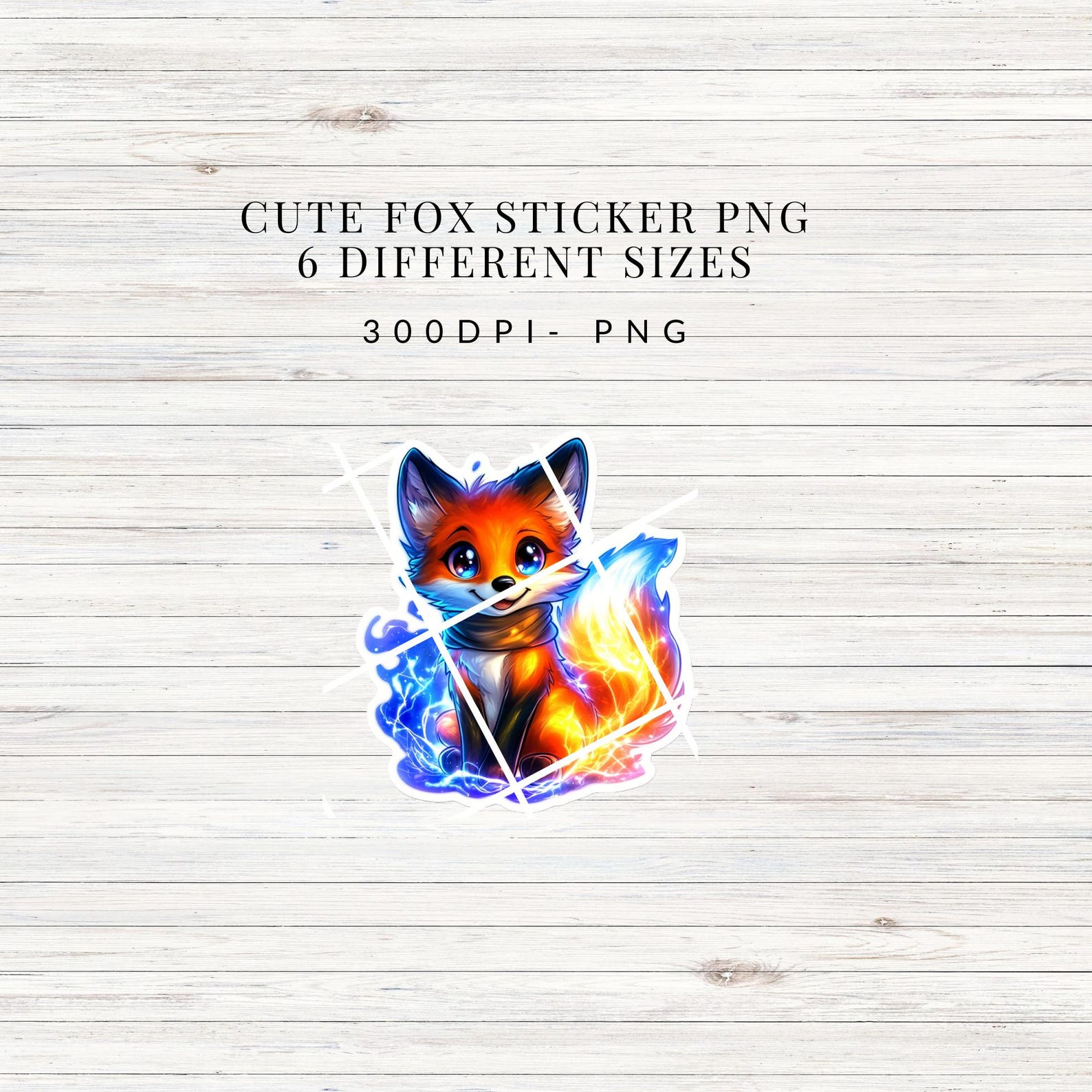 Glow Fox Sticker PNG | Kawaii Fox Vinyl Decal | Cute Fox Art Sticker ...