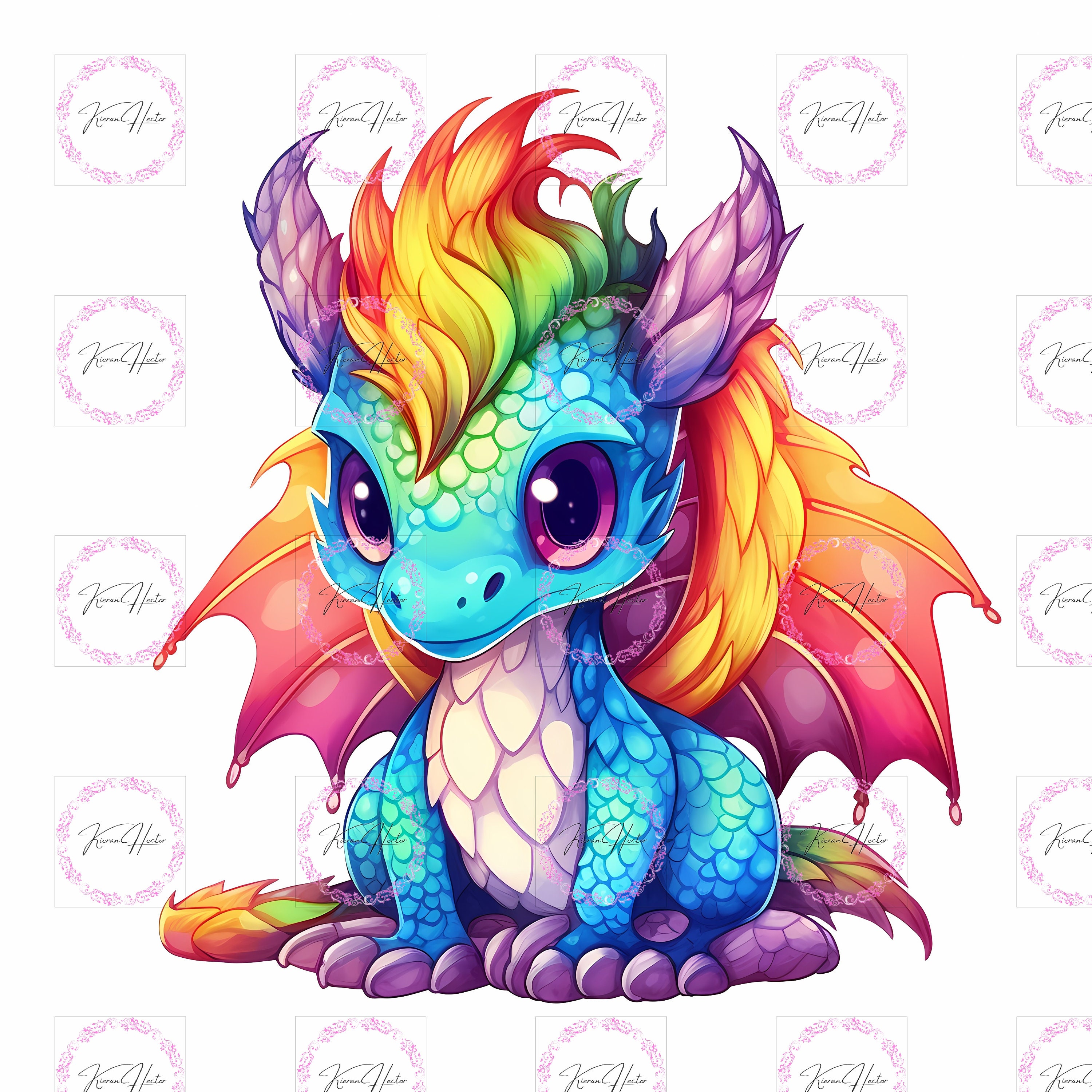 Rainbow Dragon Clip Art - 28 Bundle - PNG (with and Without Background ...
