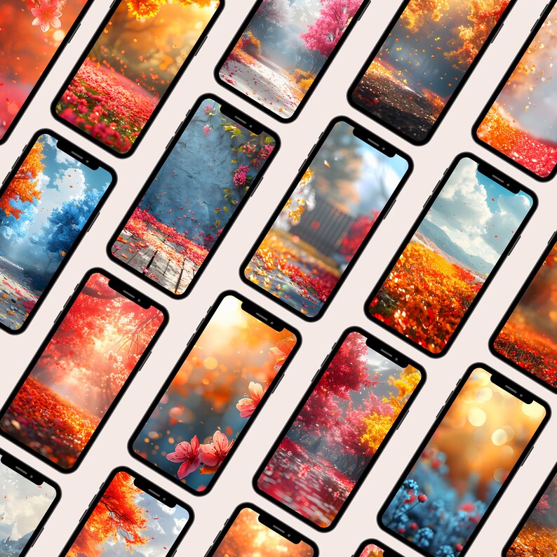 Complete Bundle: Seasonal Digital Backgrounds Lush Spring & Warm Autumn ...