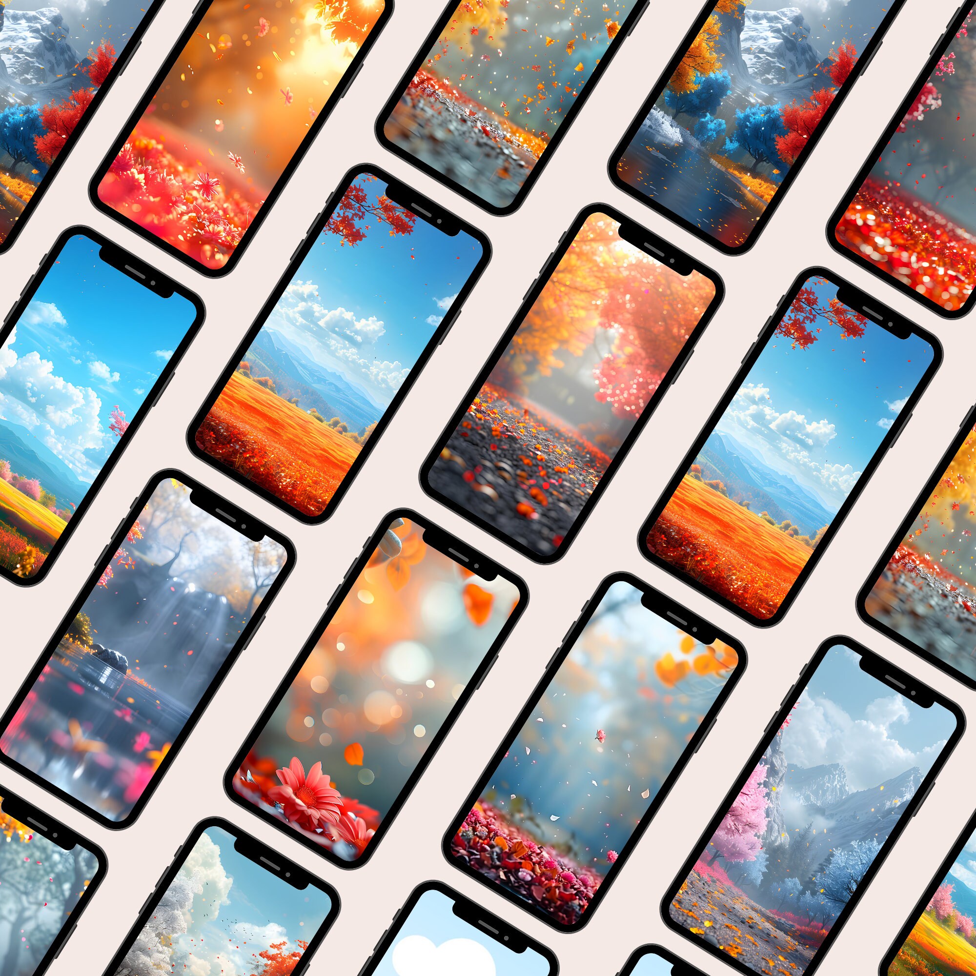 Stunning Seasonal Digital Backgrounds Bundle: Vibrant Spring Blossoms ...