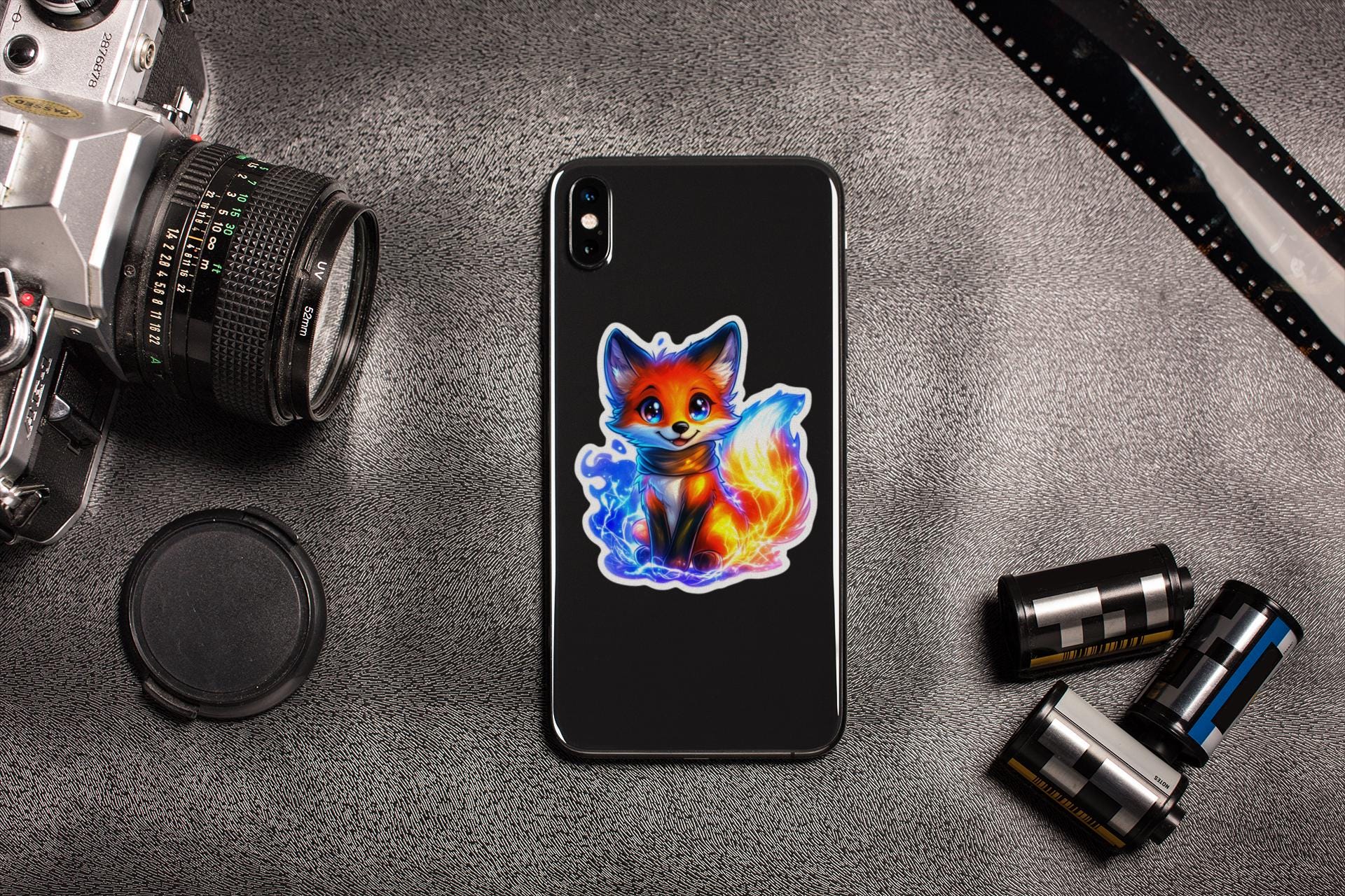 Glow Fox Sticker PNG | Kawaii Fox Vinyl Decal | Cute Fox Art Sticker ...