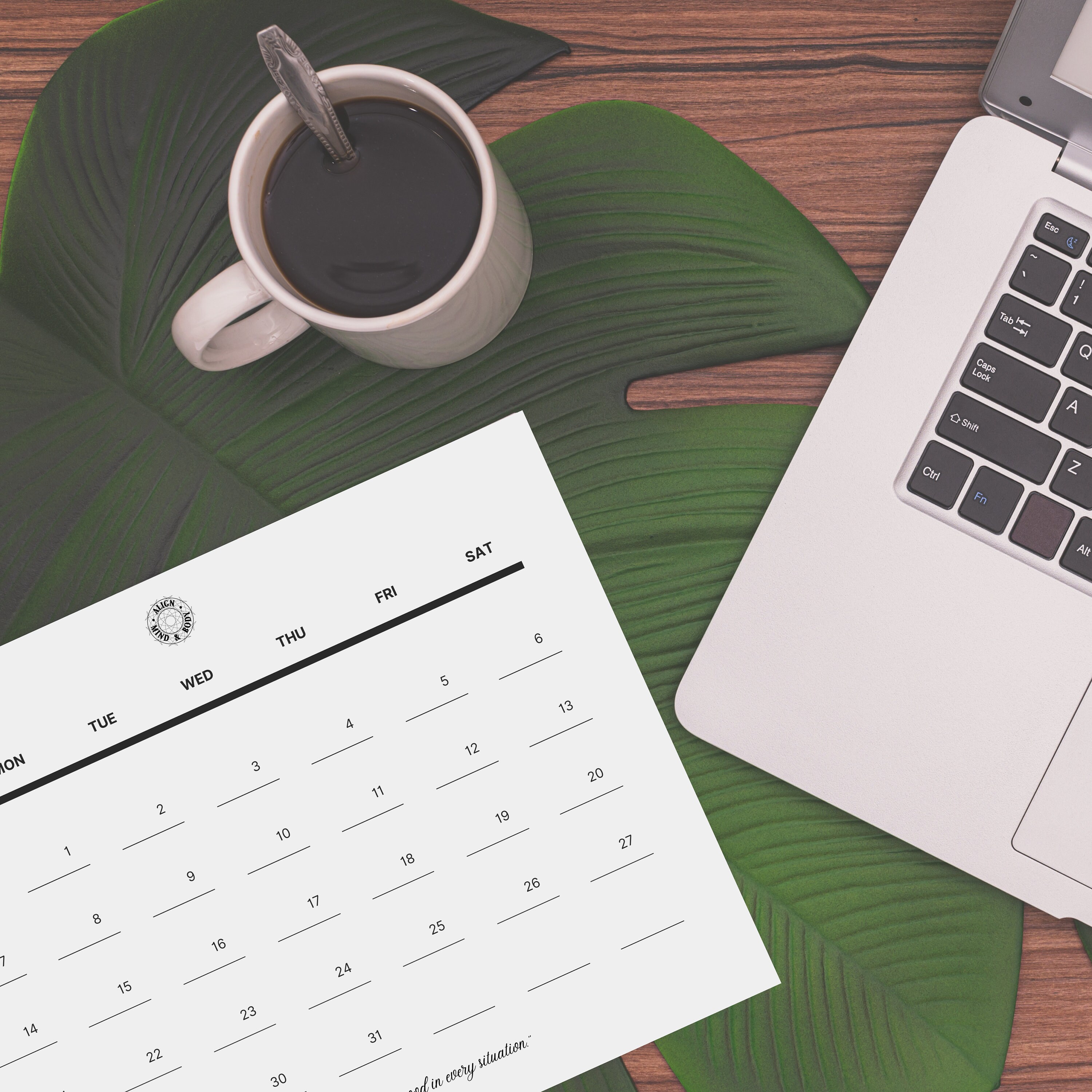 Minimalist Sleek Calendar Landscape Scenery & Positive Quotes digital ...