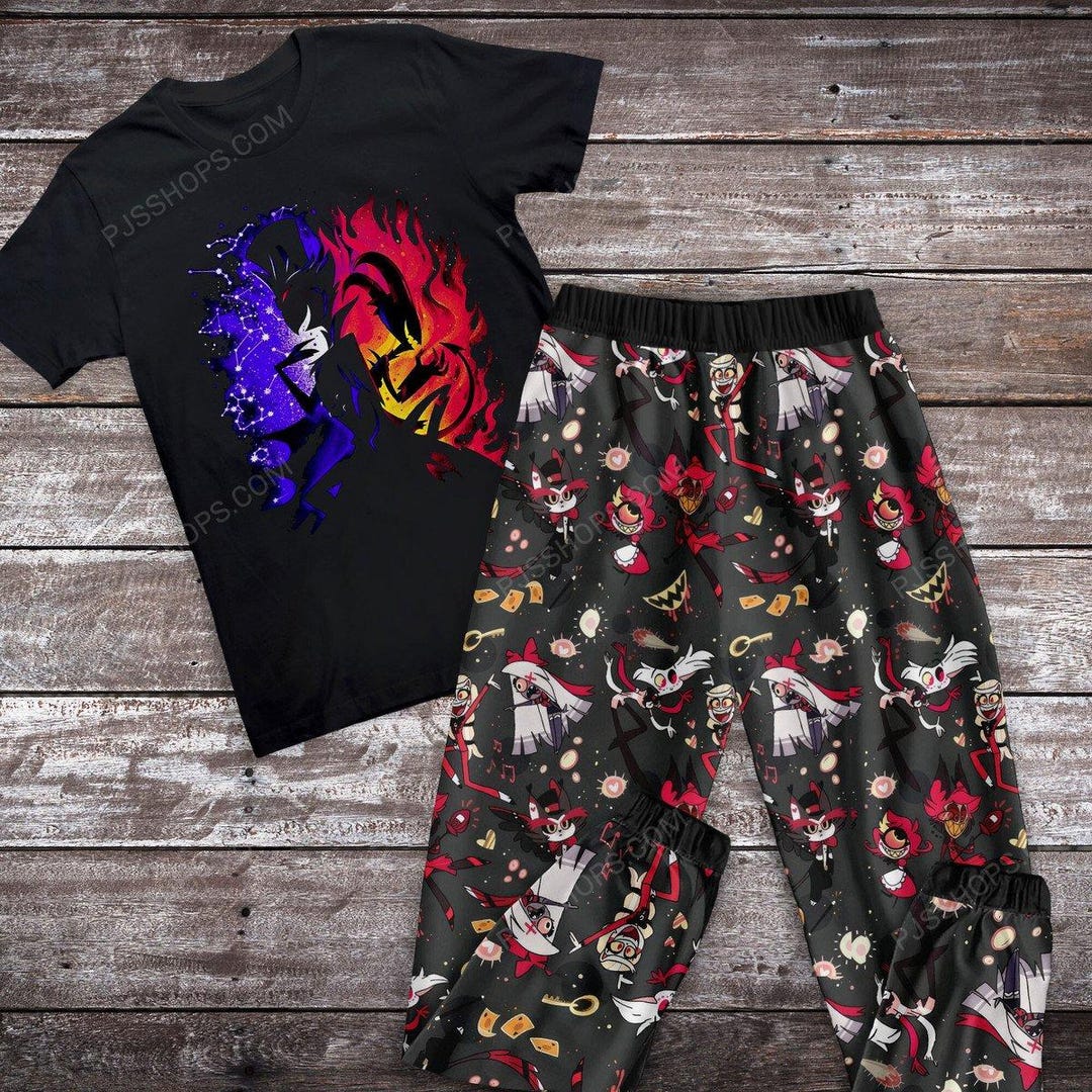 Stolas and Blitzo Pajamas Set, Helluva Boss Matching Sleepwear, Funny ...