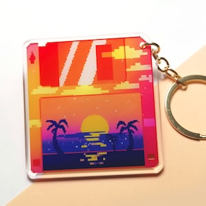 Vaporwave Floppy Disk Keychain Charm - Etsy