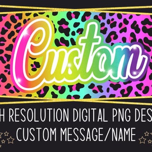 Custom Lisa Frank Inspired PNG Design, Rainbow Leopard Sublimation ...