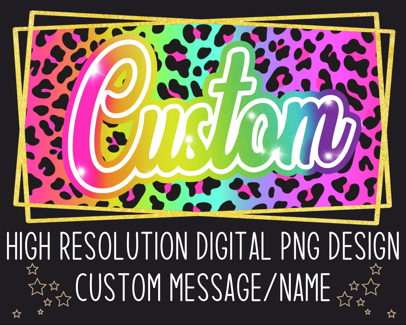 Custom Lisa Frank Inspired PNG Design, Rainbow Leopard Sublimation ...