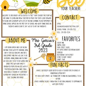 Editable Honey Bee Theme Meet the Teacher Form and Class Newsletter ...