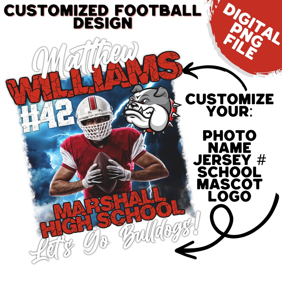 Custom Football Team Photo Design, Customized Team Name, Colors, Player ...