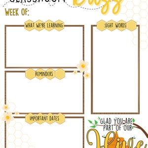 Editable Honey Bee Theme Meet the Teacher Form and Class Newsletter ...