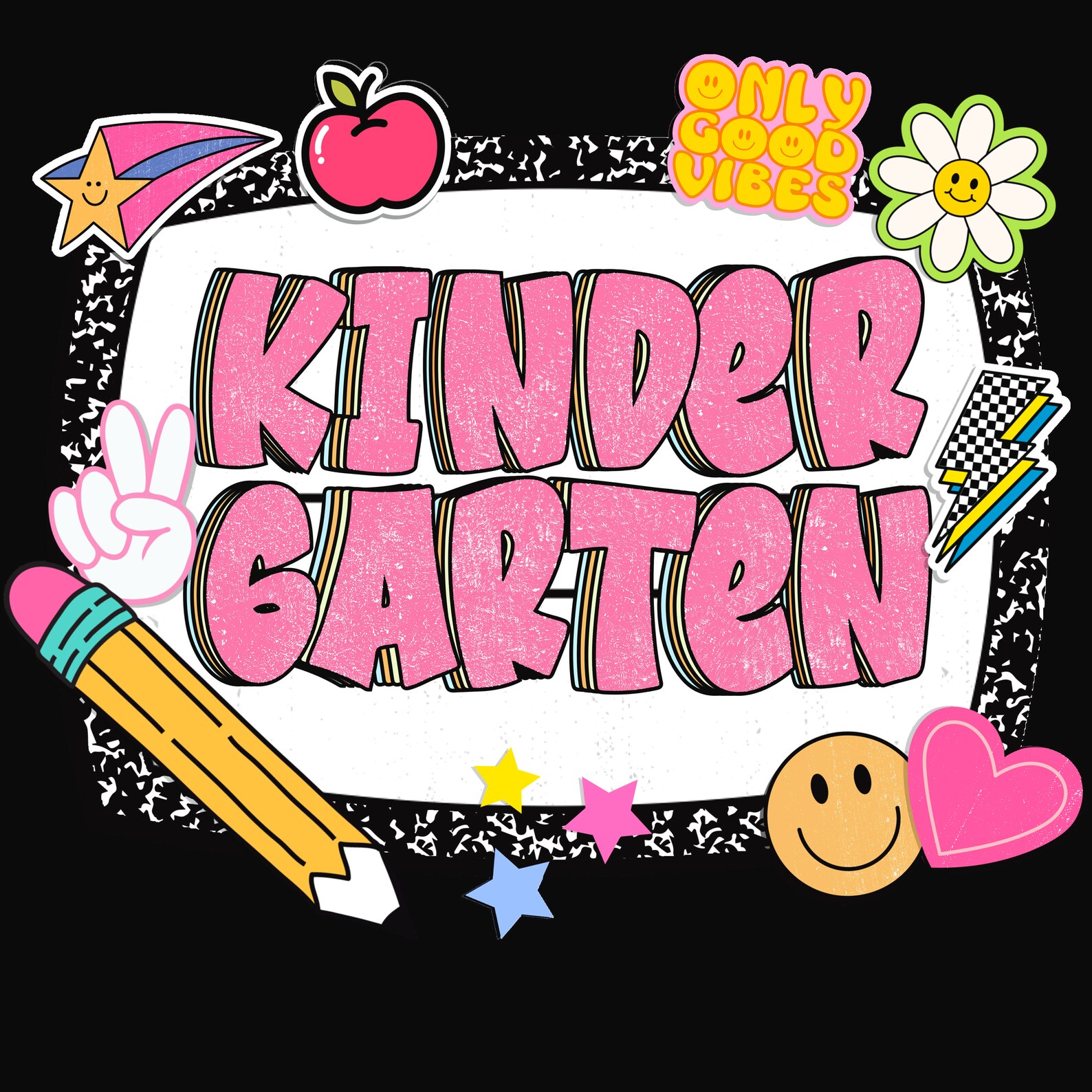 Back to School Grade Level PNG Digital Image Composition Notebook Style Prek Kindergarten 1st ...