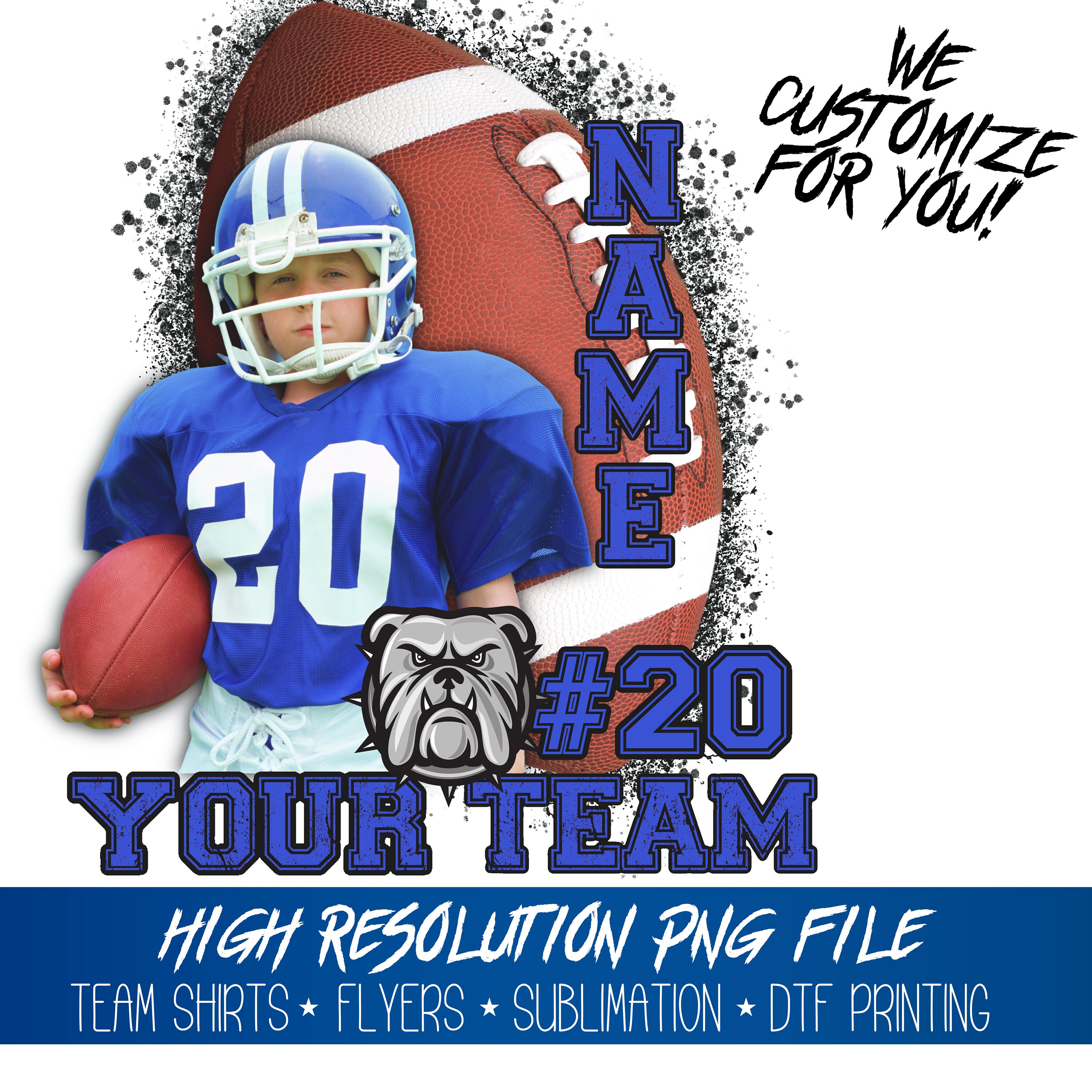 Custom Football Team Photo Design, Customized Team Name, Colors, Player ...