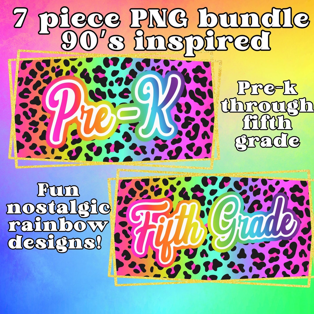 Back to School Lisa Frank Inspired 7 PNG Bundle Grade Level ...