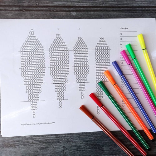 Brick Stitch Blank Pattern for Fringe Beaded Earrings Beading - Etsy