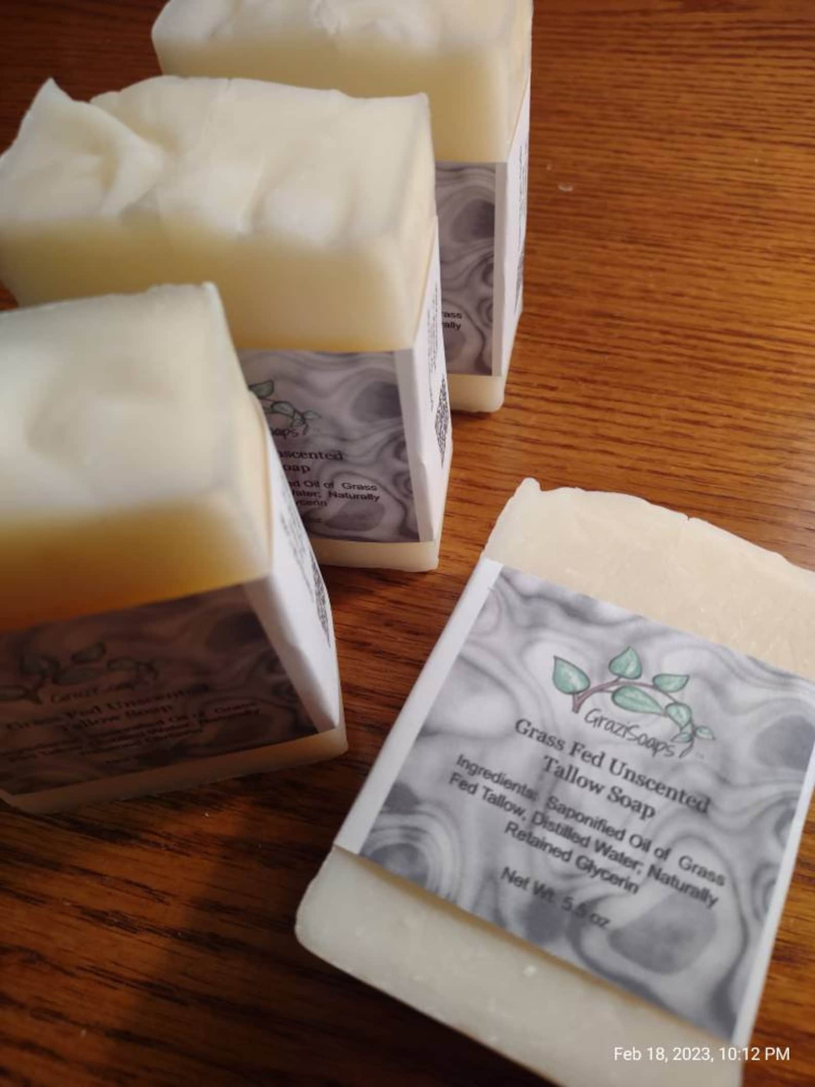 Grass Fed Tallow Soap Unscented Cold Process 1 8 5 75 Ounce Bars 100