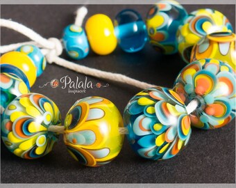 Made to Order 5 Pcs Topaz Brown Flower Beads, Handmade Lampwork Glass ...