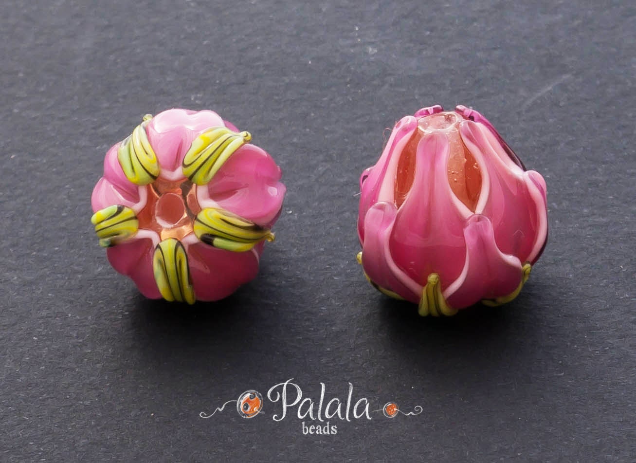 Pair of Handmade Lampwork Flower Bud Beads - Etsy