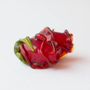 Pink Rose Lampwork Glass Beads Floral Lampwork Beads - Etsy