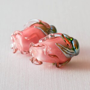 Pink Rose Lampwork Glass Beads Floral Lampwork Beads - Etsy