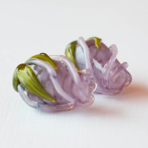 Pink Rose Lampwork Glass Beads Floral Lampwork Beads - Etsy