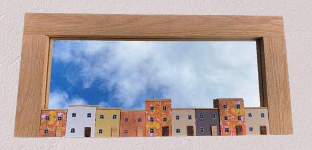 Steampunk Oak Mirror, Hand-painted Houses, Handmade in Wales - Etsy