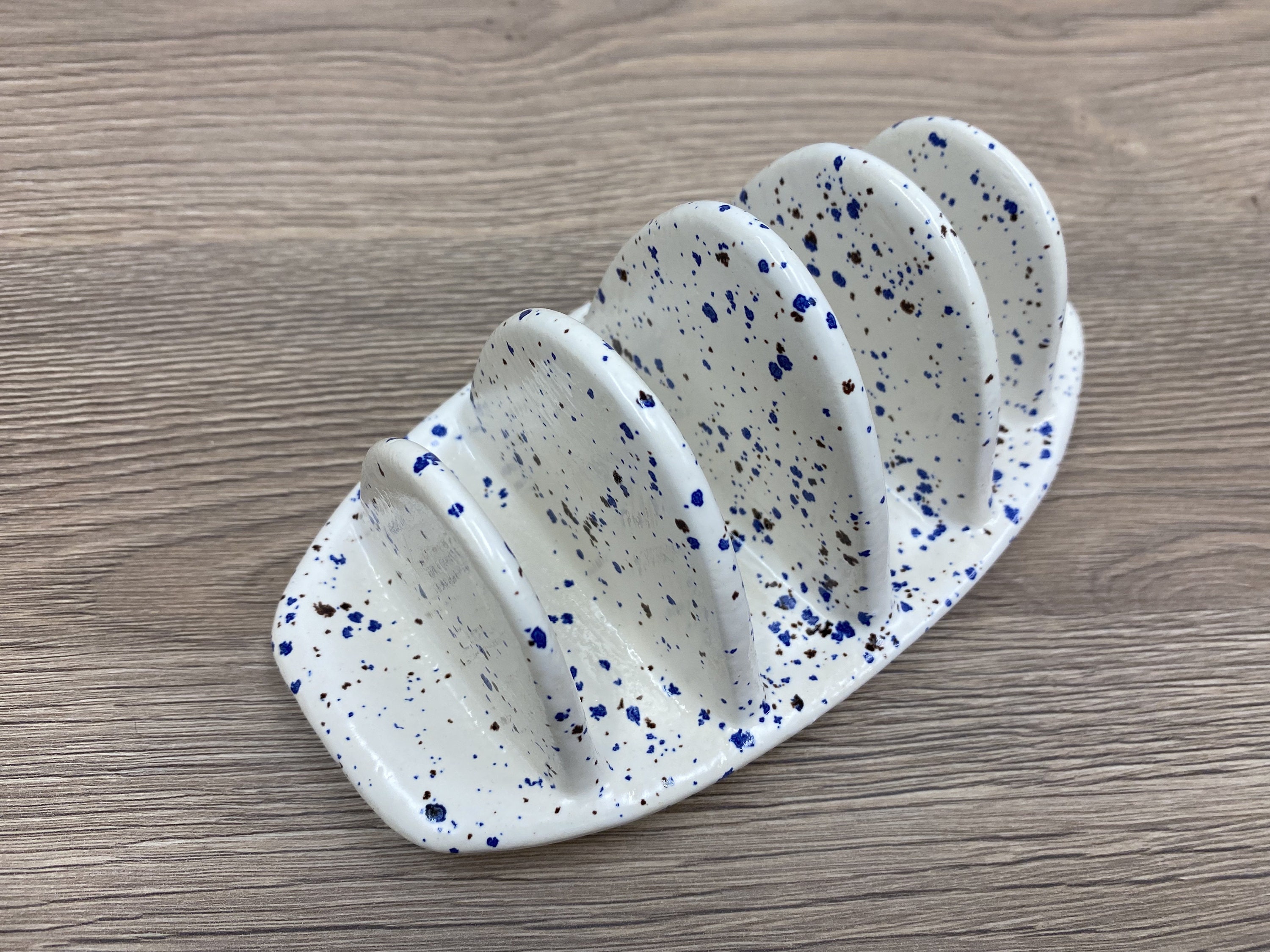 Ceramic Toast Rack Speckled Blue Glaze - Etsy UK