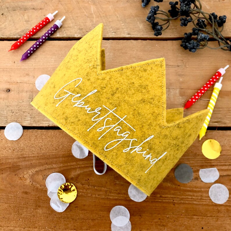 Birthday Crown Birthday Child Mustard yellow | Etsy