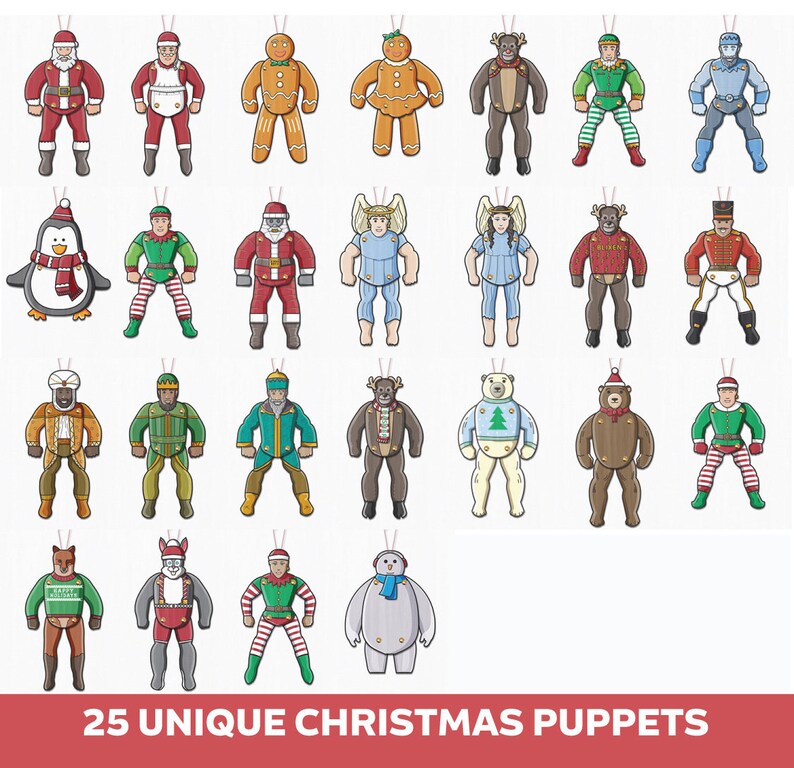 25 Fun Christmas Paper Puppets Christmas Decorations - Etsy Sweden