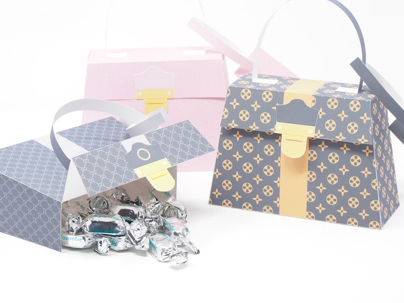 Fashion Party. 5 Fashion Handbag Favor Boxes. Printable Party Favor Box ...