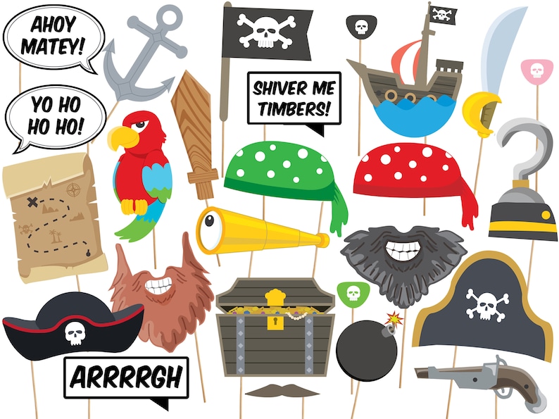 Pirate Party Photo Booth Props. Pirate Theme Decor. Printable - Etsy Sweden