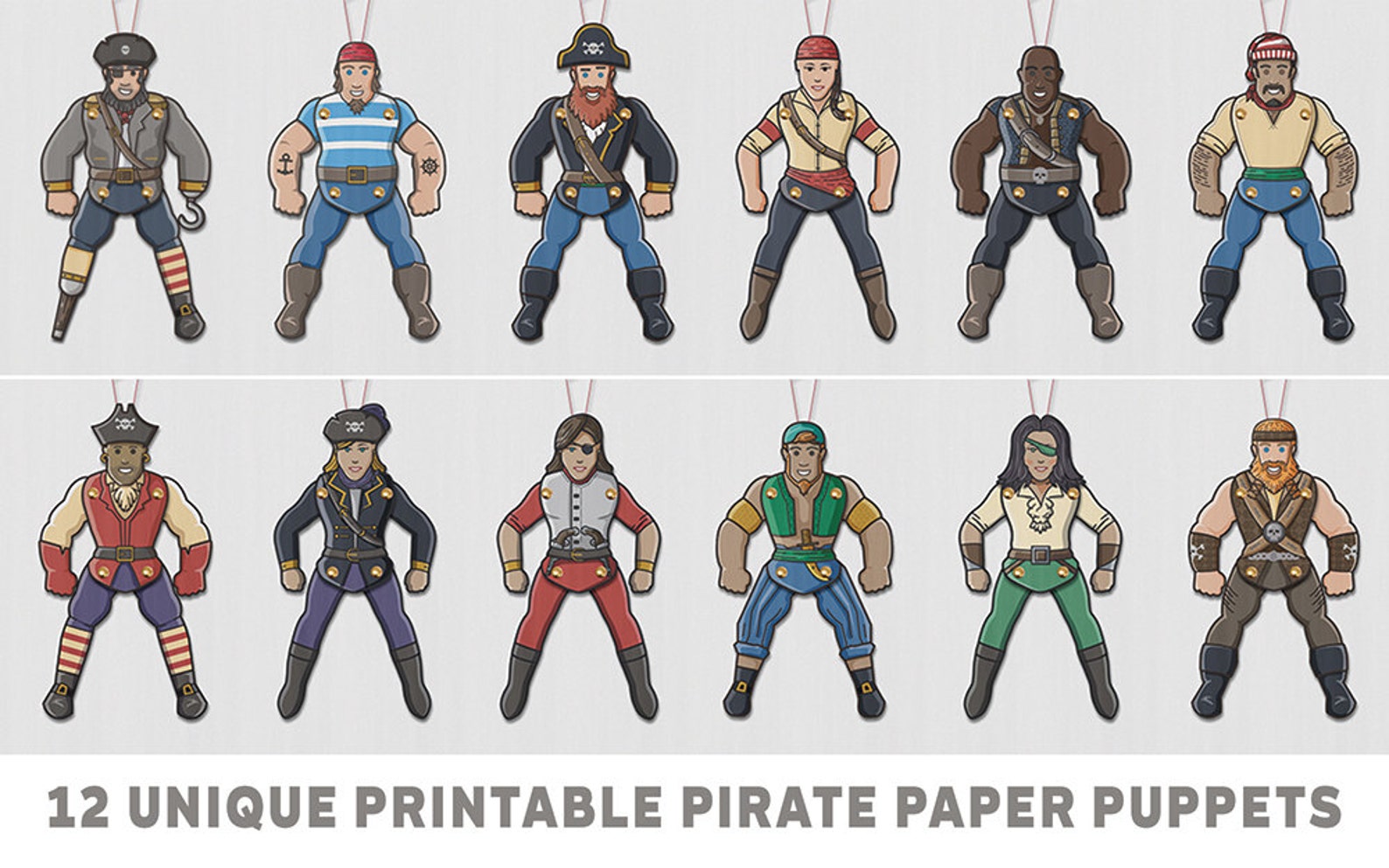 Pirate Themed Party Activity. Pirate Paper Puppets coloring - Etsy