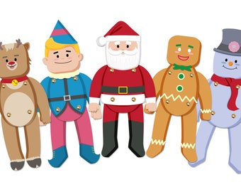 Christmas Paper Finger Puppets PRINTABLE PDF Toy DIY Craft Kit Paper ...