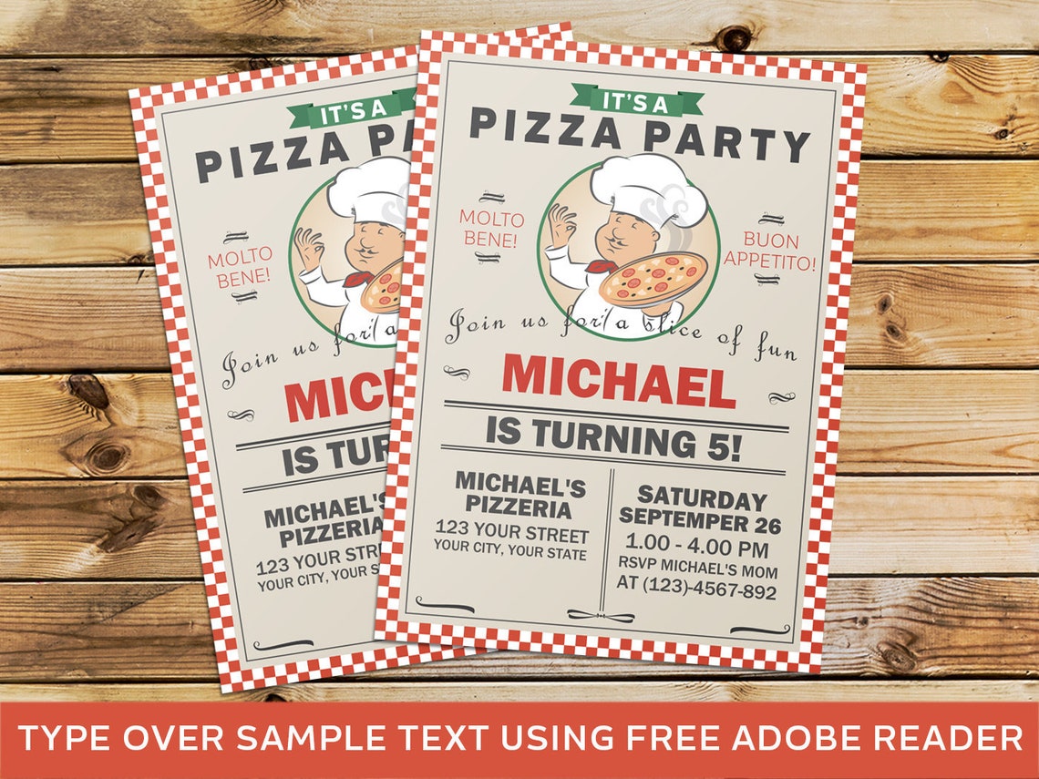 Pizza Party. Pizza Party Invite. Pizza Party Menu. Printable - Etsy