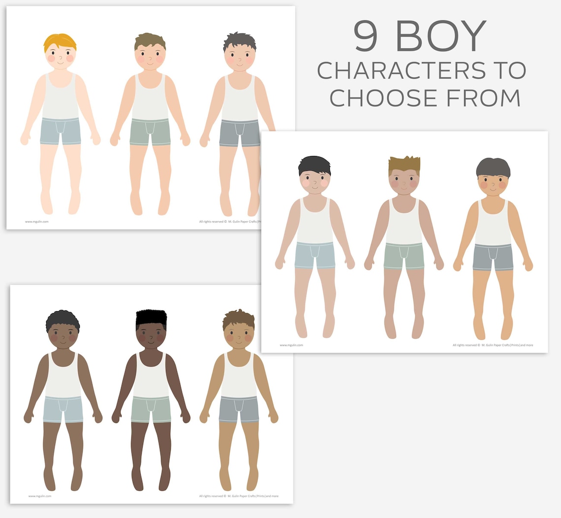 Paper Dolls Kit Occupations. Printable Activity Craft Girls & Boys ...