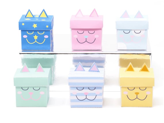 Cat Favor Box. Cat Birthday. Cat Party Decorations. Printable PDF by M ...