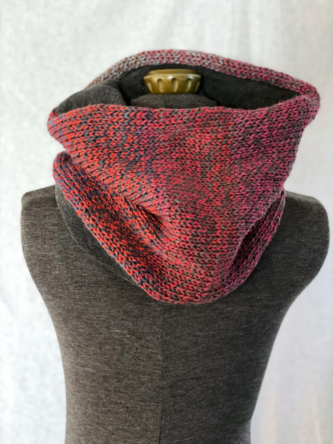 Reversible Knit and Fleece Cowl, Tweed Scarf, Neck Warmer,ski Scarf ...