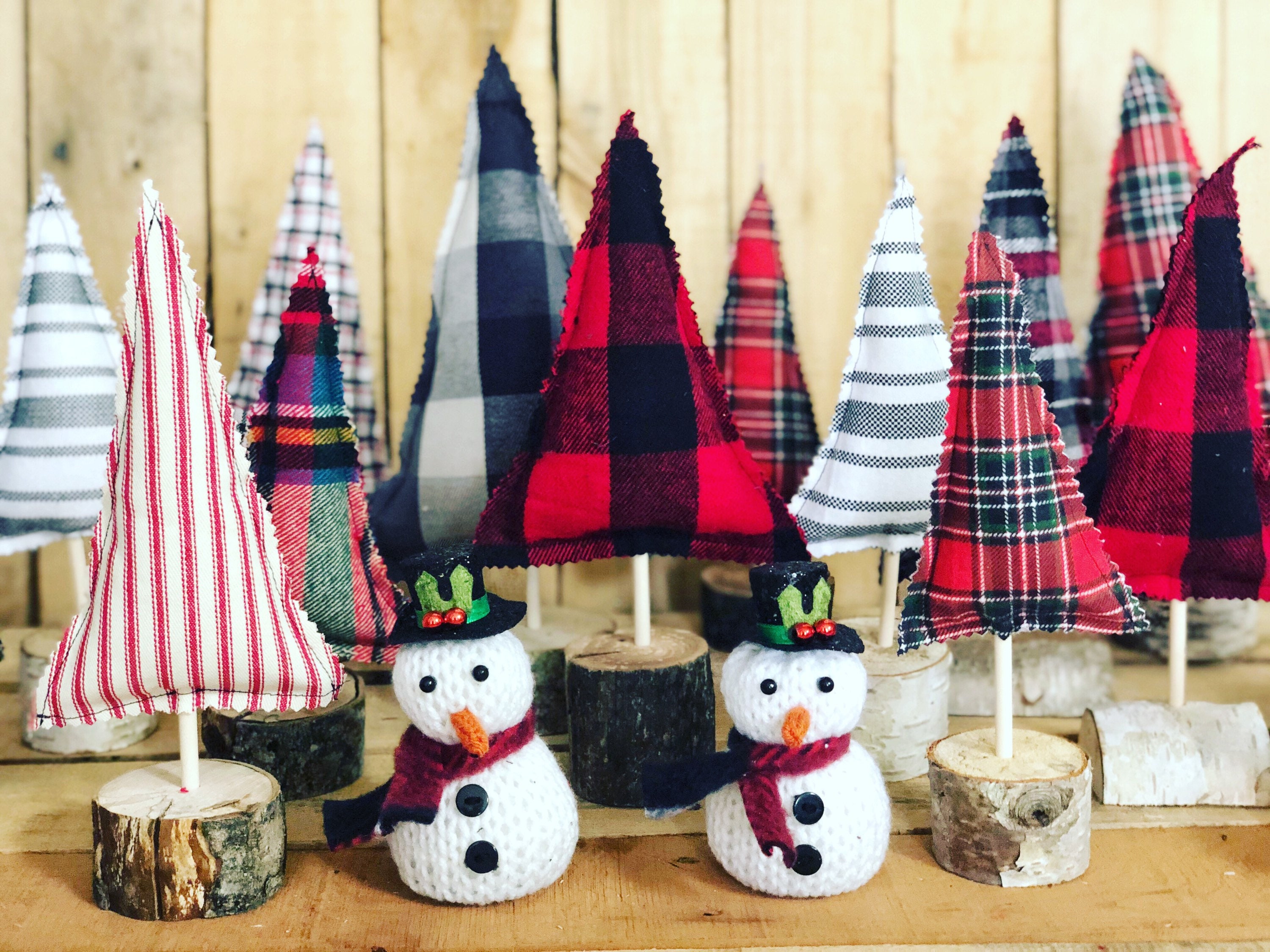Rustic Plaid Trees / Christmas Decor / Plaid Holiday Decor / | Etsy