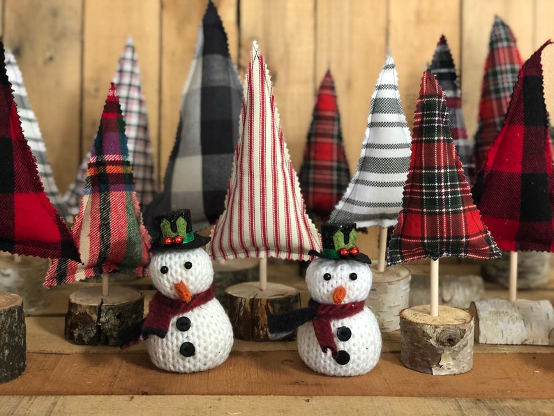 Rustic Plaid Trees / Christmas Decor / Plaid Holiday Decor / | Etsy