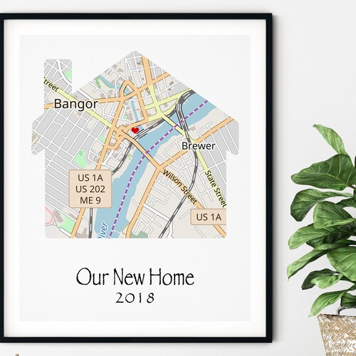 New Home Gift Housewarming Gift for Couple New House Map | Etsy