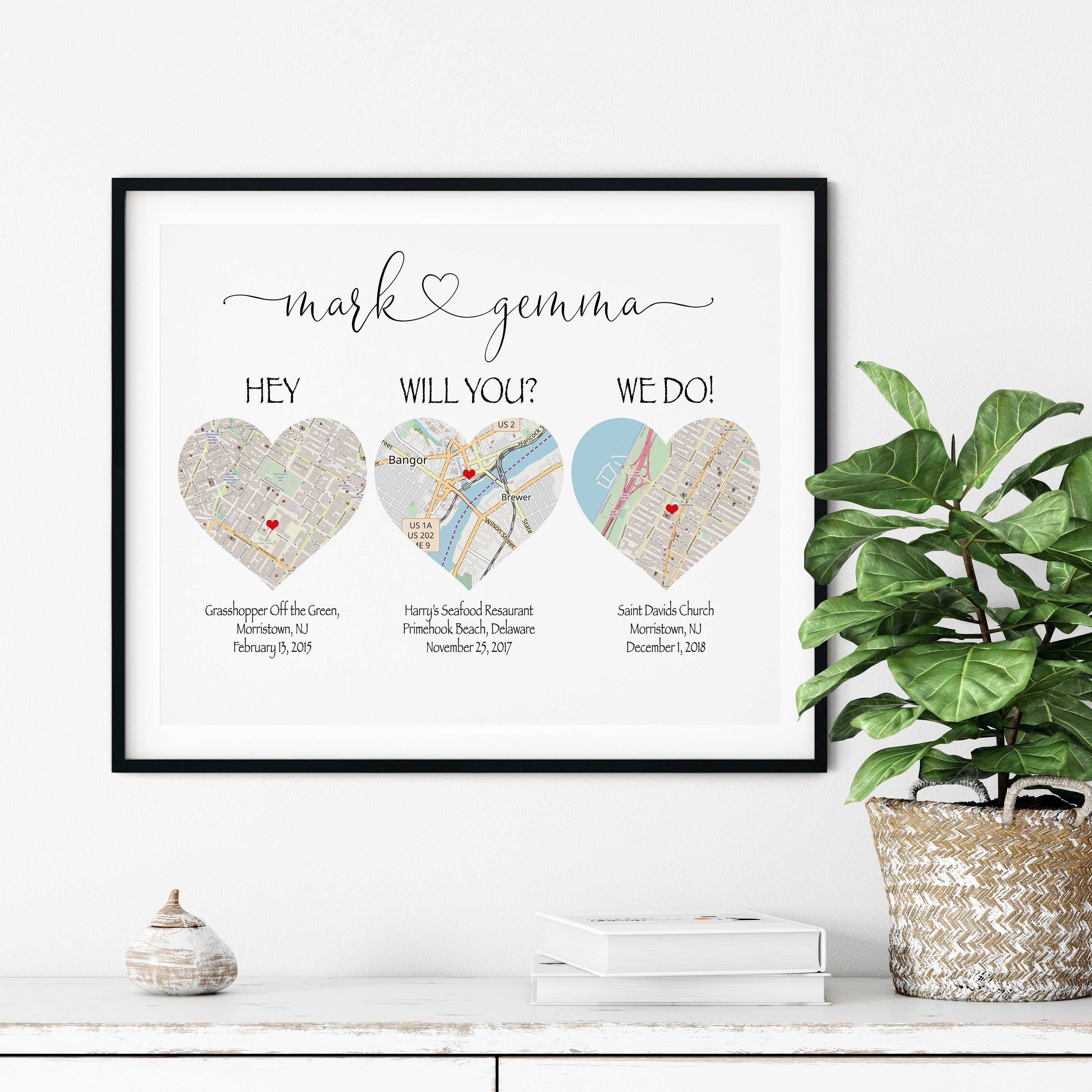 MAP ENGAGEMENT GIFT Unique Engagement Gift Engagement Map - Etsy