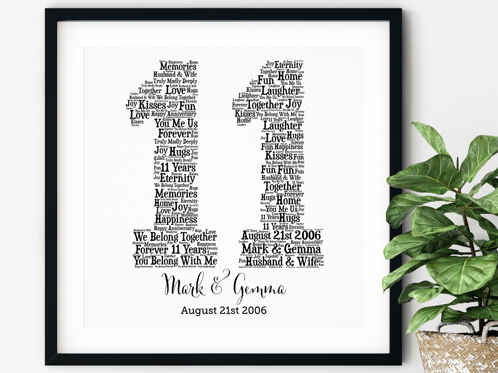 PERSONALIZED 11TH ANNIVERSARY Gift Word Art Printable Art | Etsy