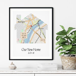 Our First Home Map Print, Wedding Decor, House Shaped, Custom ...